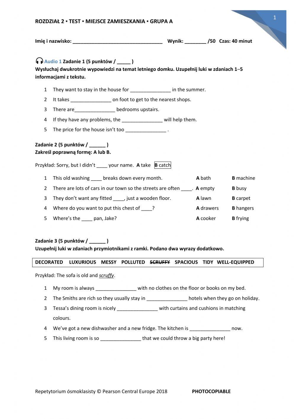 E8 unit 2 test online exercise for | Live Worksheets
