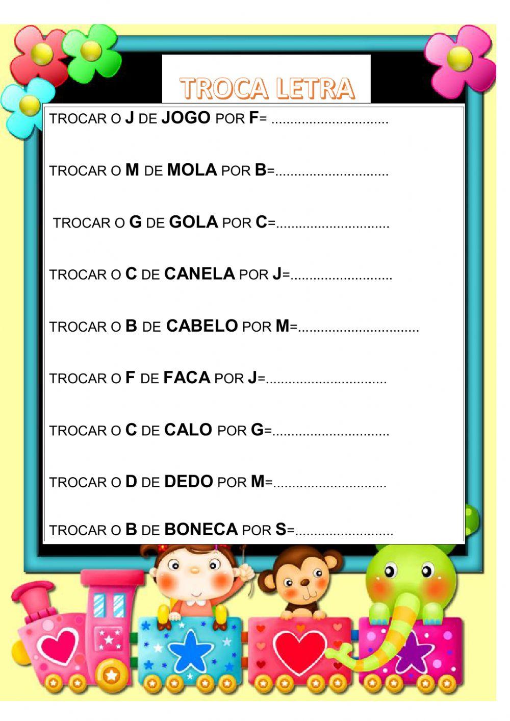 Troca letra worksheet | Live Worksheets