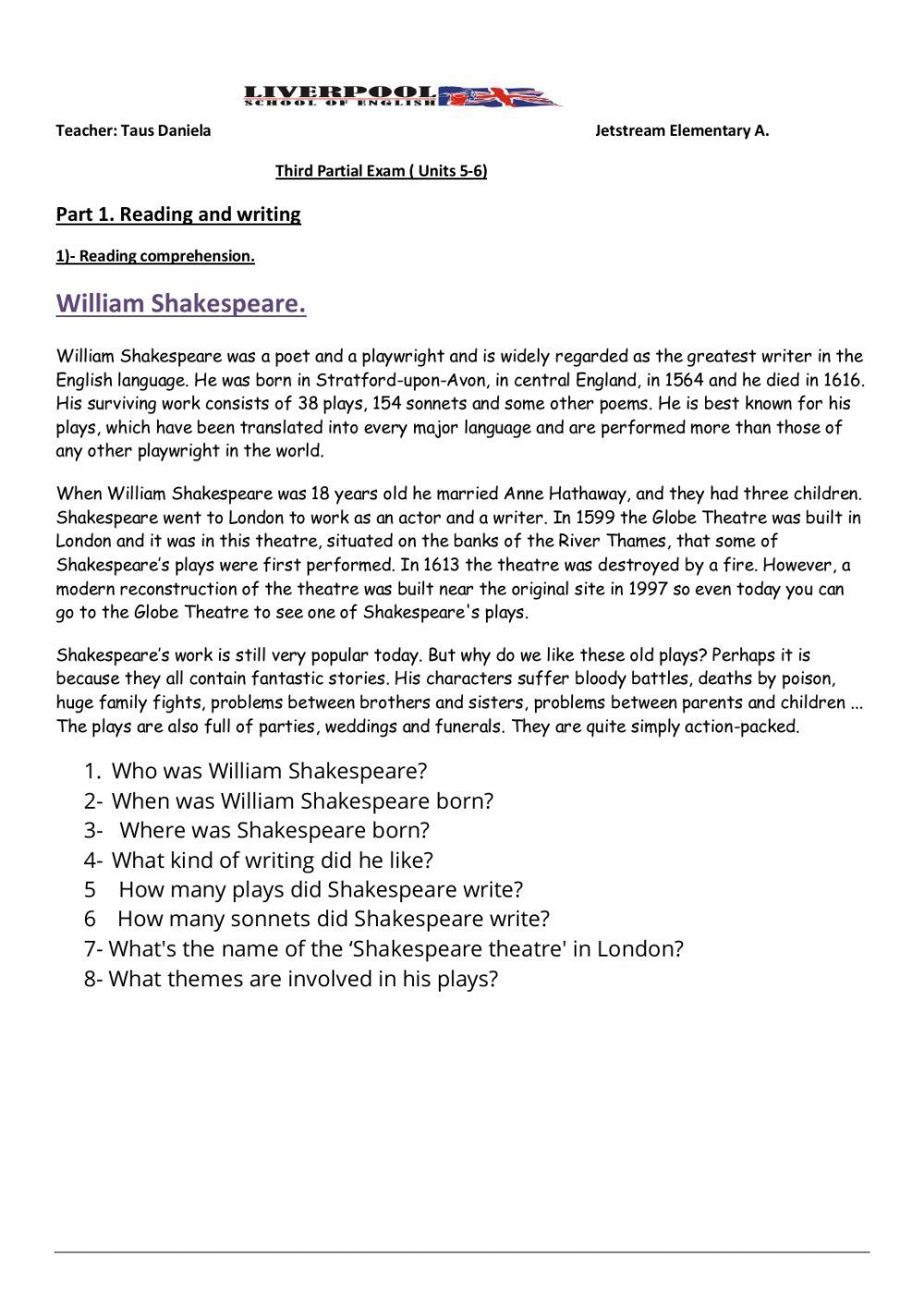 Third term test worksheet | Live Worksheets