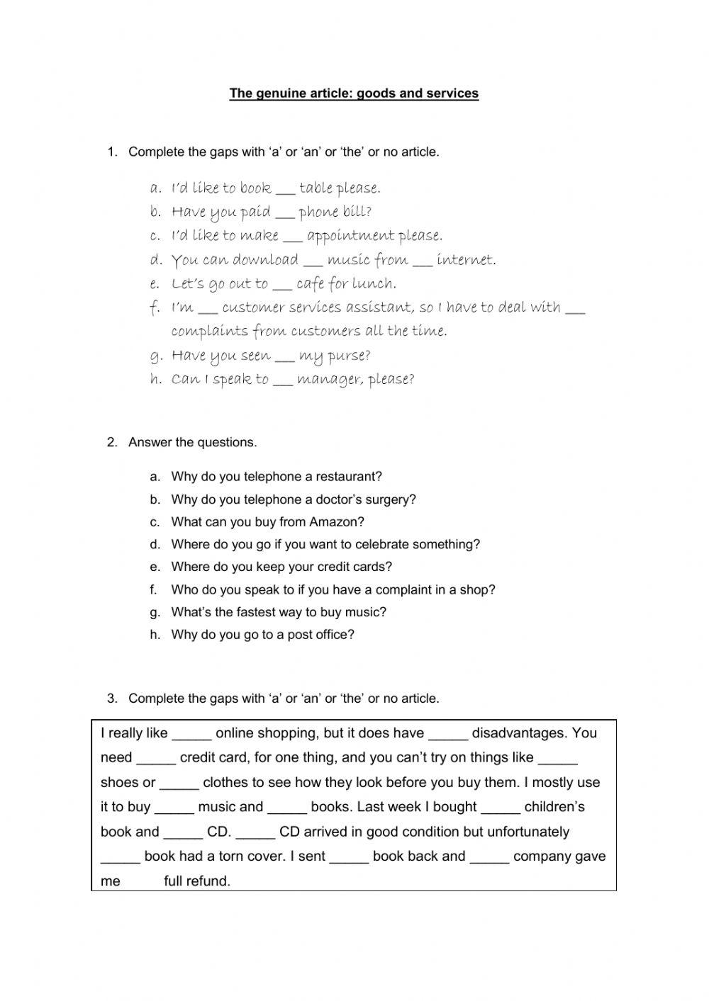 Retail Therapy worksheet | Live Worksheets