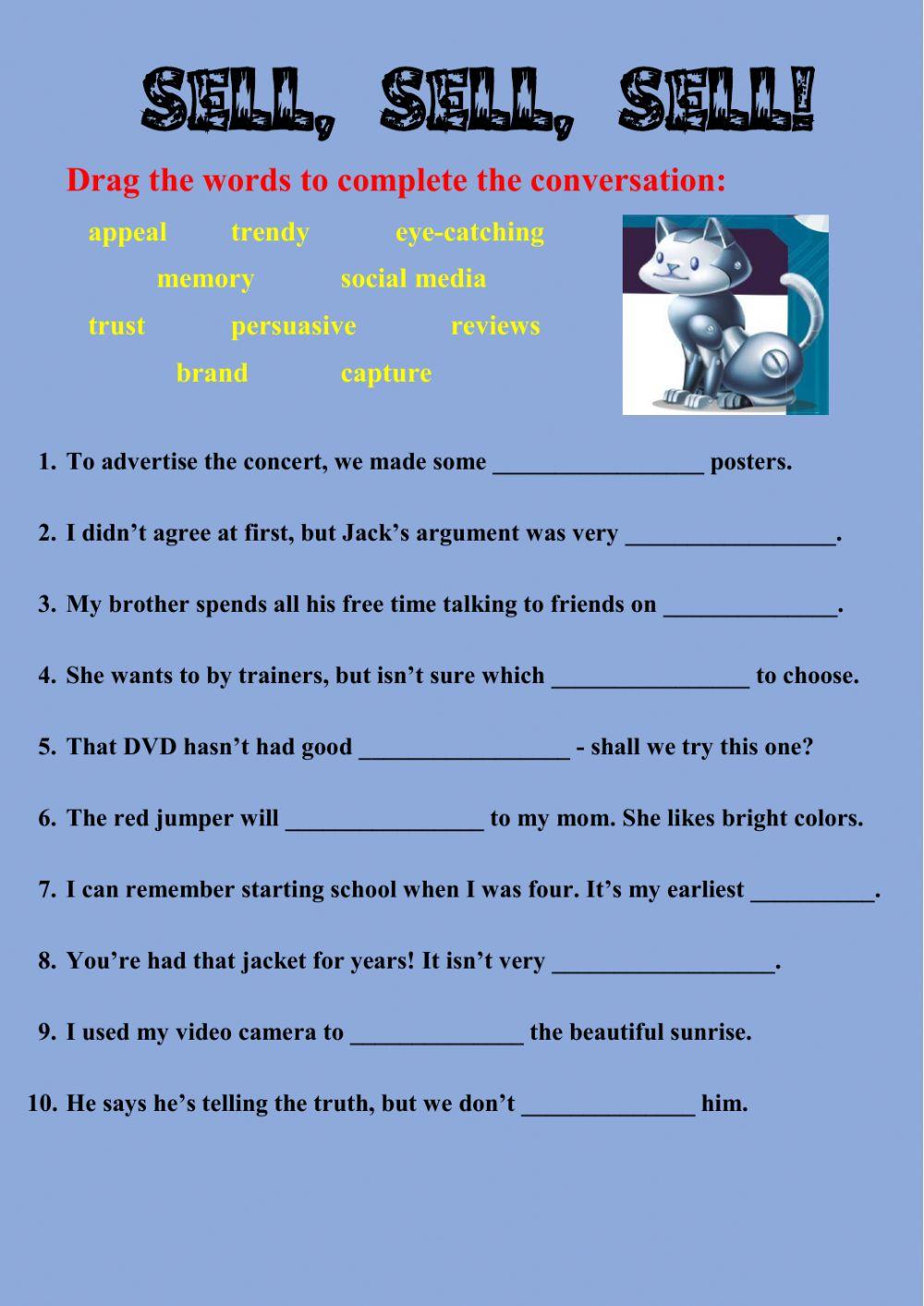 SELL, SELL, SELL VOCABULARY online exercise for | Live Worksheets