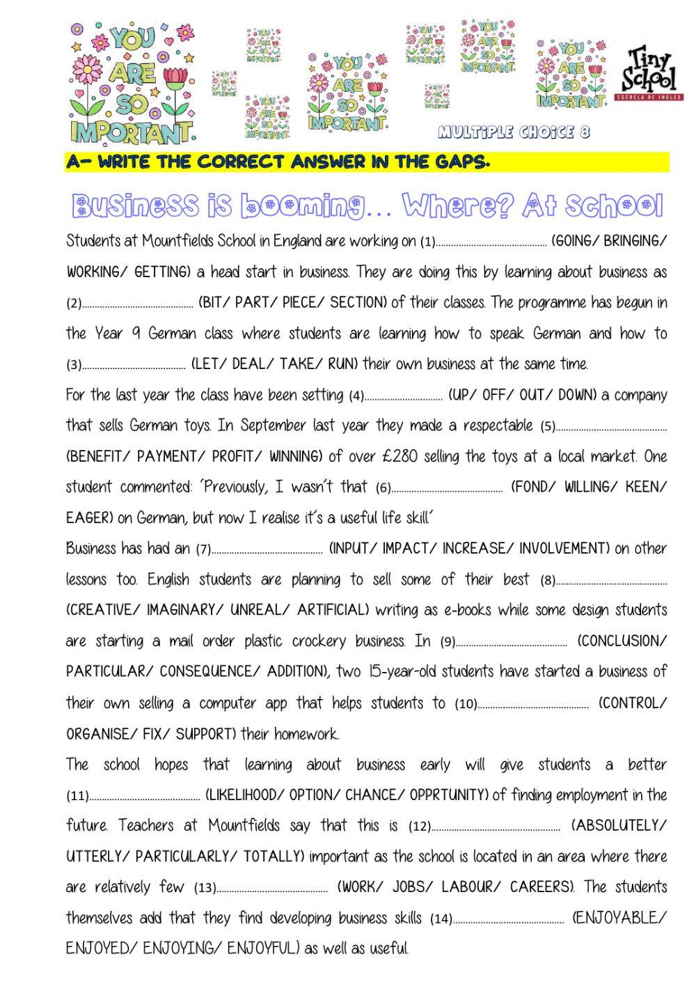 Multiple Choice 8 worksheet | Live Worksheets