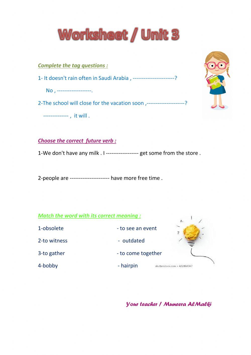 Megagoal1 unit 3 worksheet | Live Worksheets