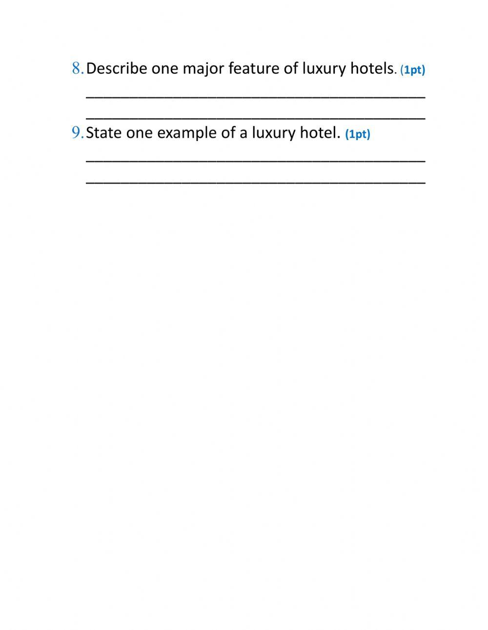 Classifying hotels worksheet | Live Worksheets