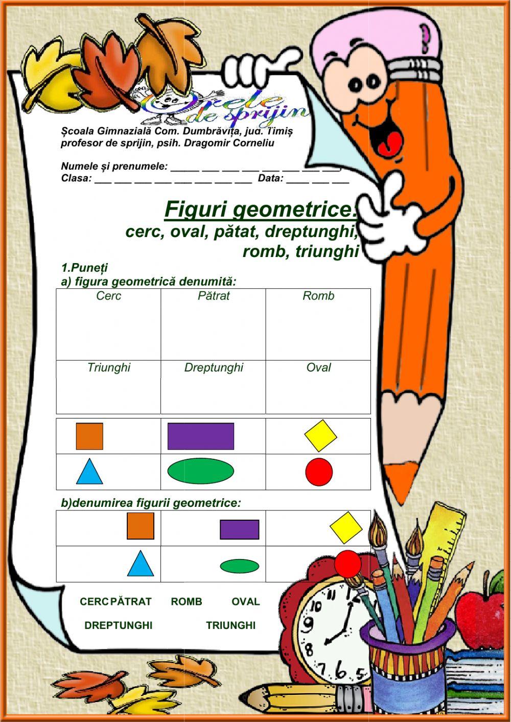 Figuri geometrice primar worksheet | Live Worksheets