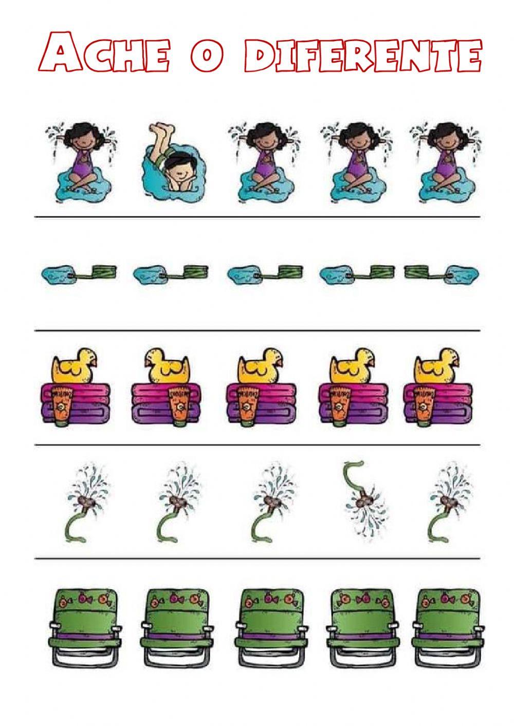 Ache o diferente worksheet | Live Worksheets