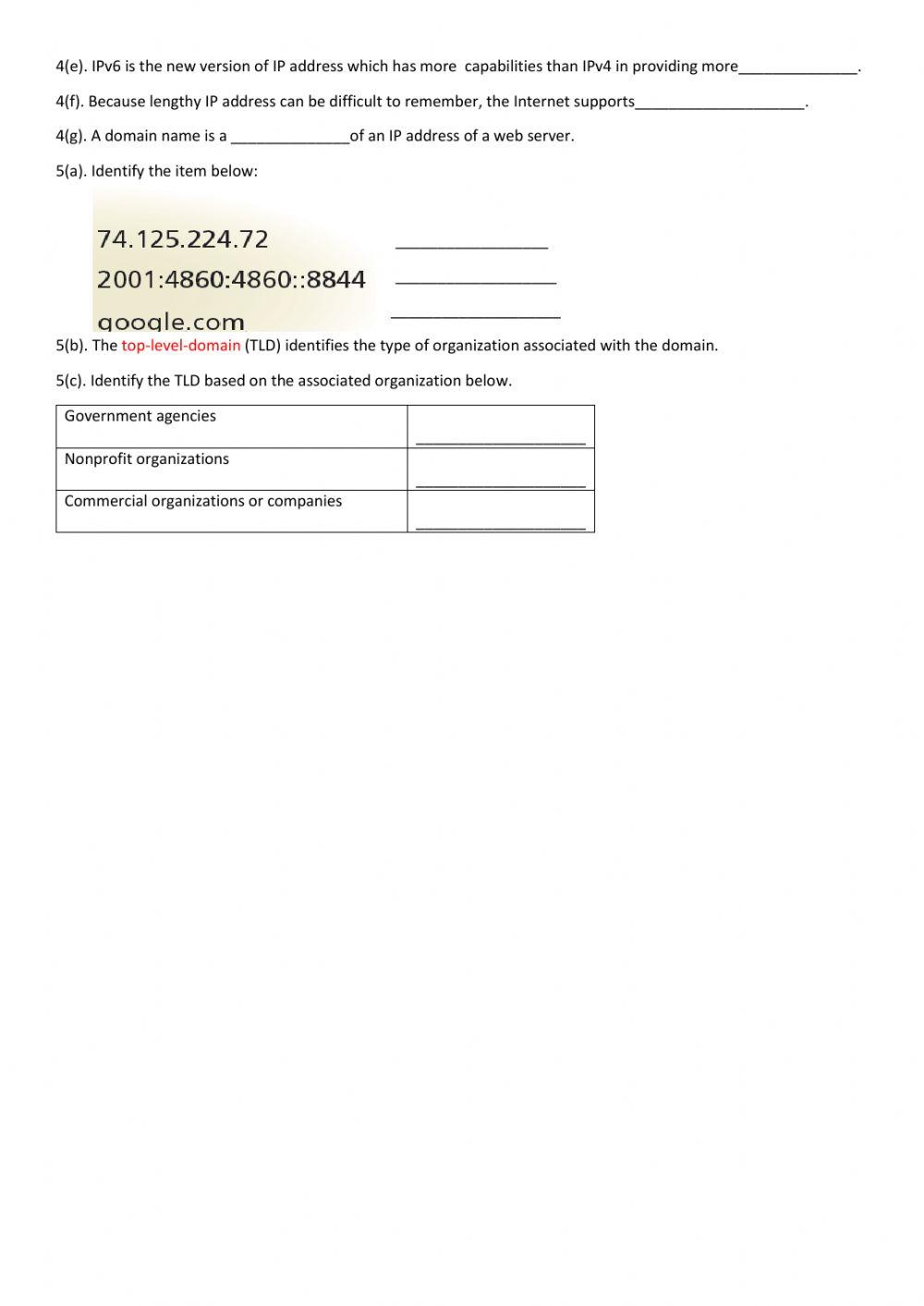 Internet Exercise 2 worksheet | Live Worksheets