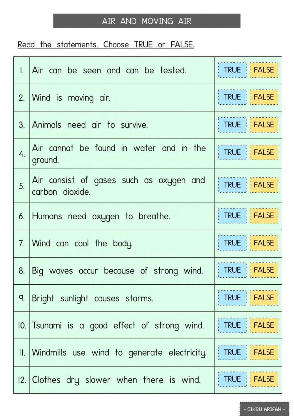 Air and moving … | Free Interactive Worksheets | 539580