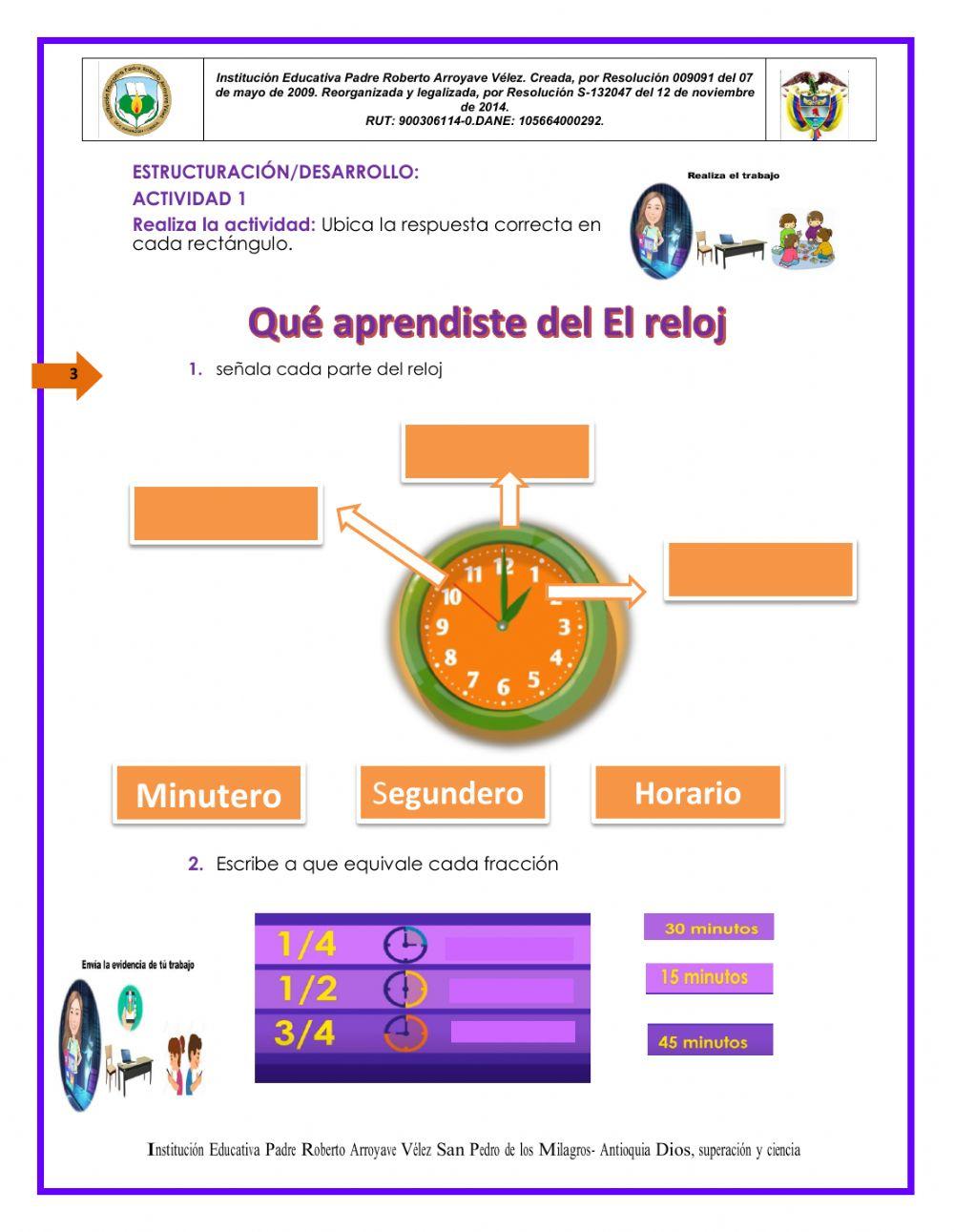 Qué aprendiste del El reloj worksheet | Live Worksheets