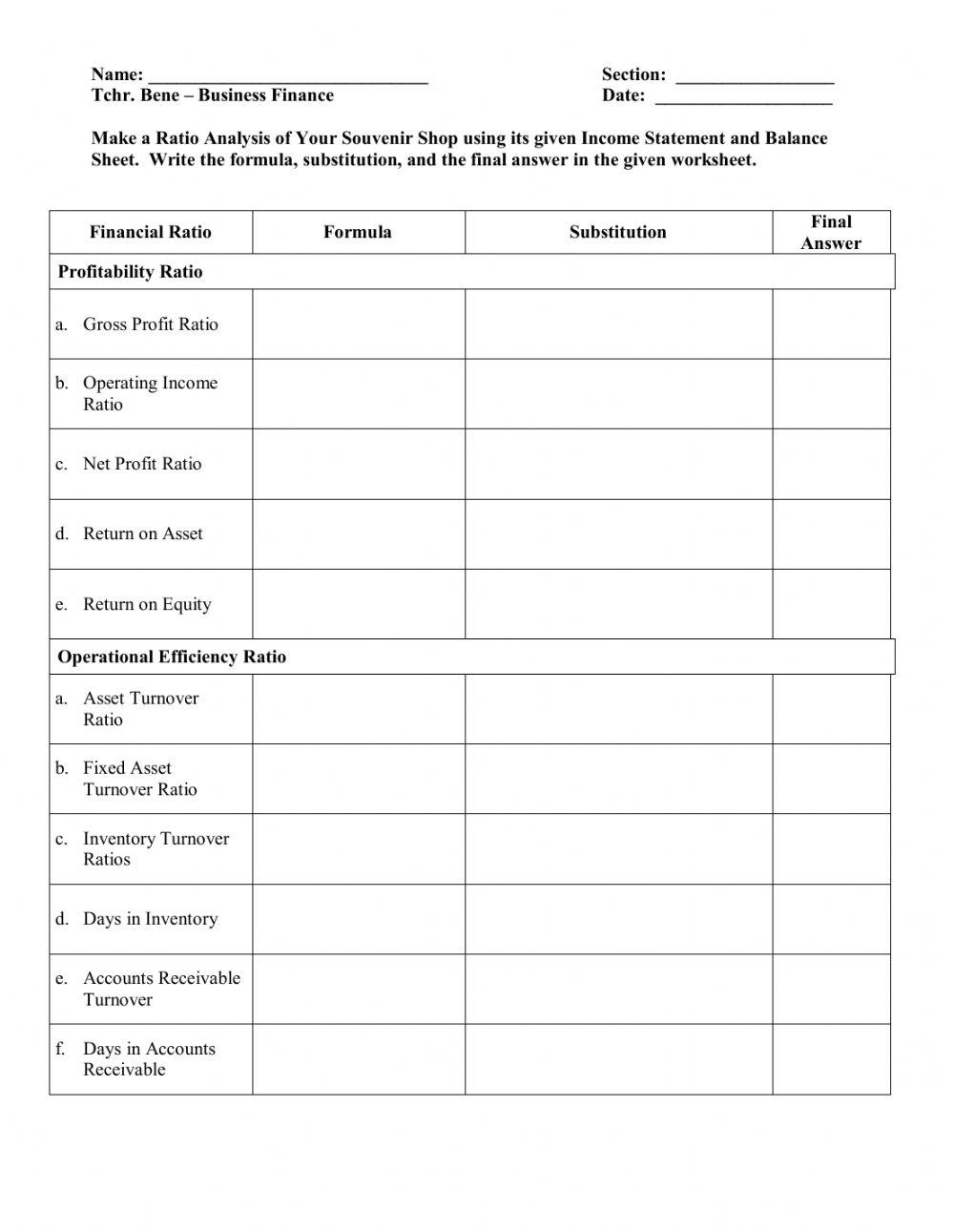 Ratio Analysis 2020-21 online exercise for | Live Worksheets