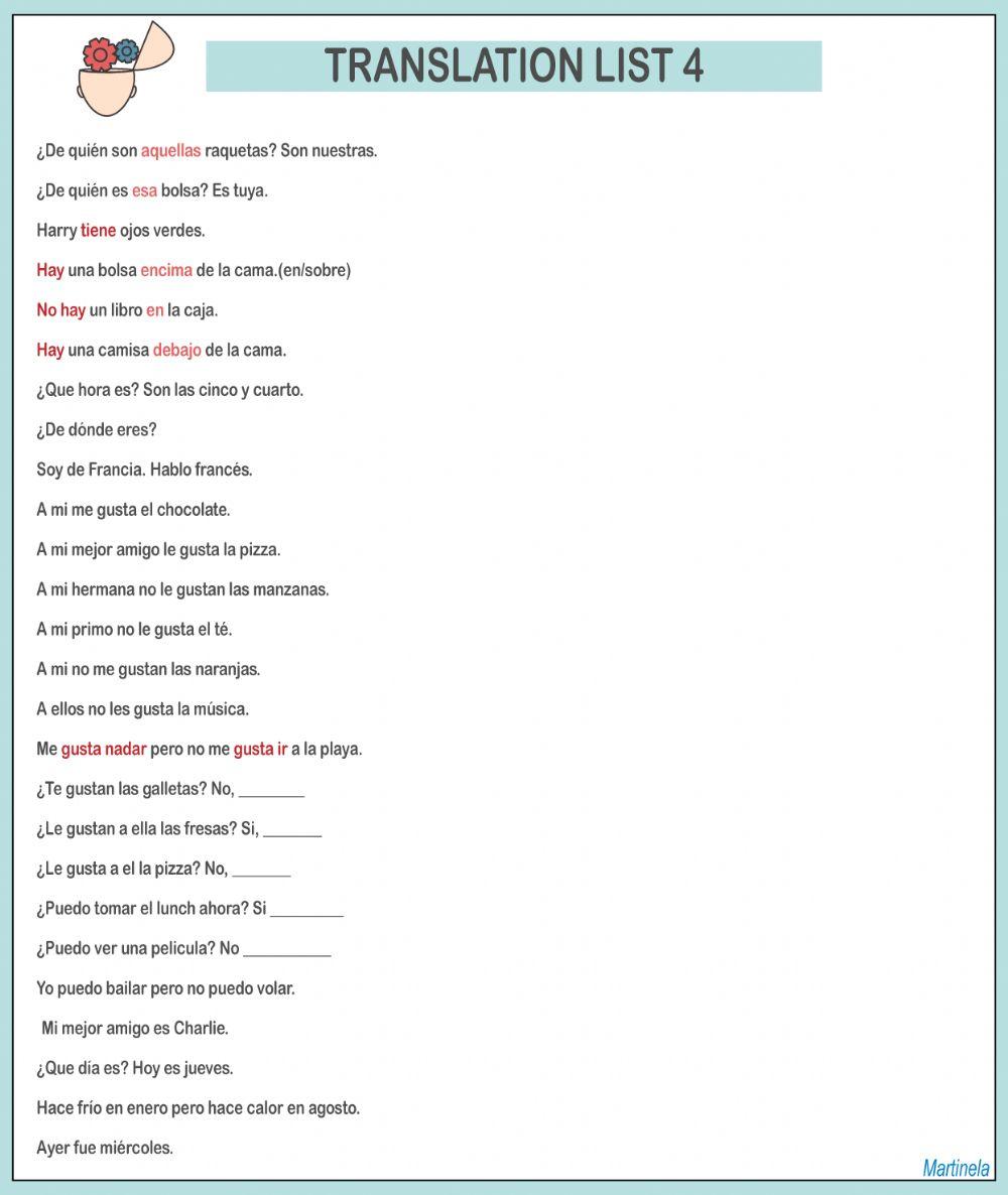 Translation 4 | Martinela | Live Worksheets
