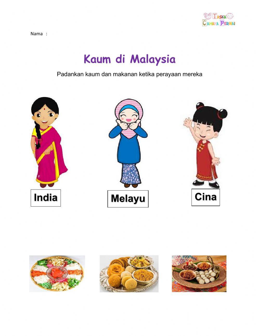 Kaum di Malaysia worksheet | Live Worksheets