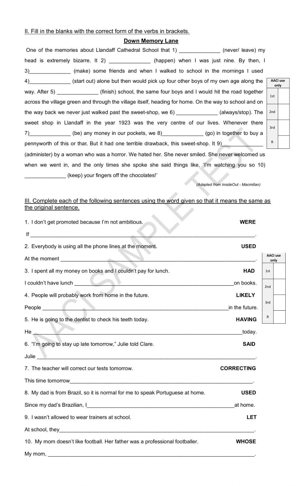 Teens 4-Mock exam 1 online exercise for | Live Worksheets