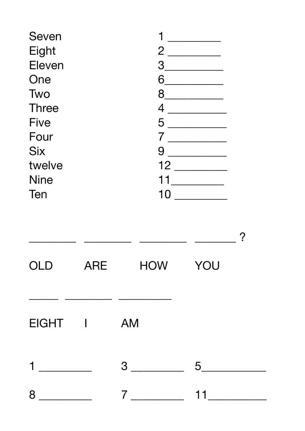 Numbers 1-12 online activity | Live Worksheets