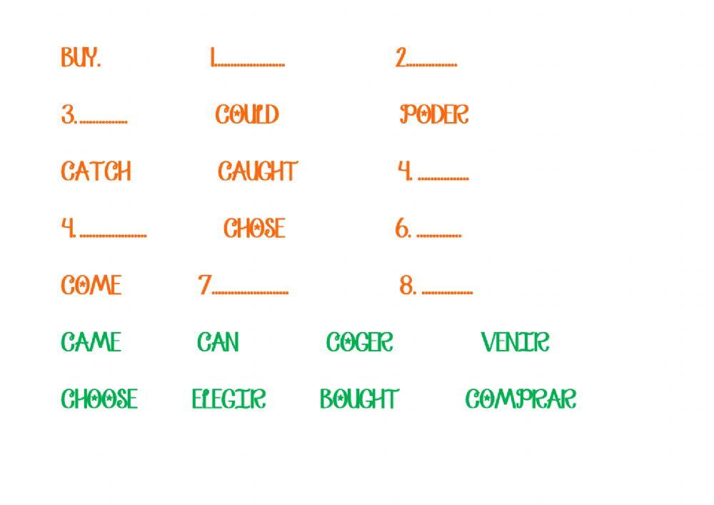 Practice movers irregular verbs 2 worksheet | Live Worksheets