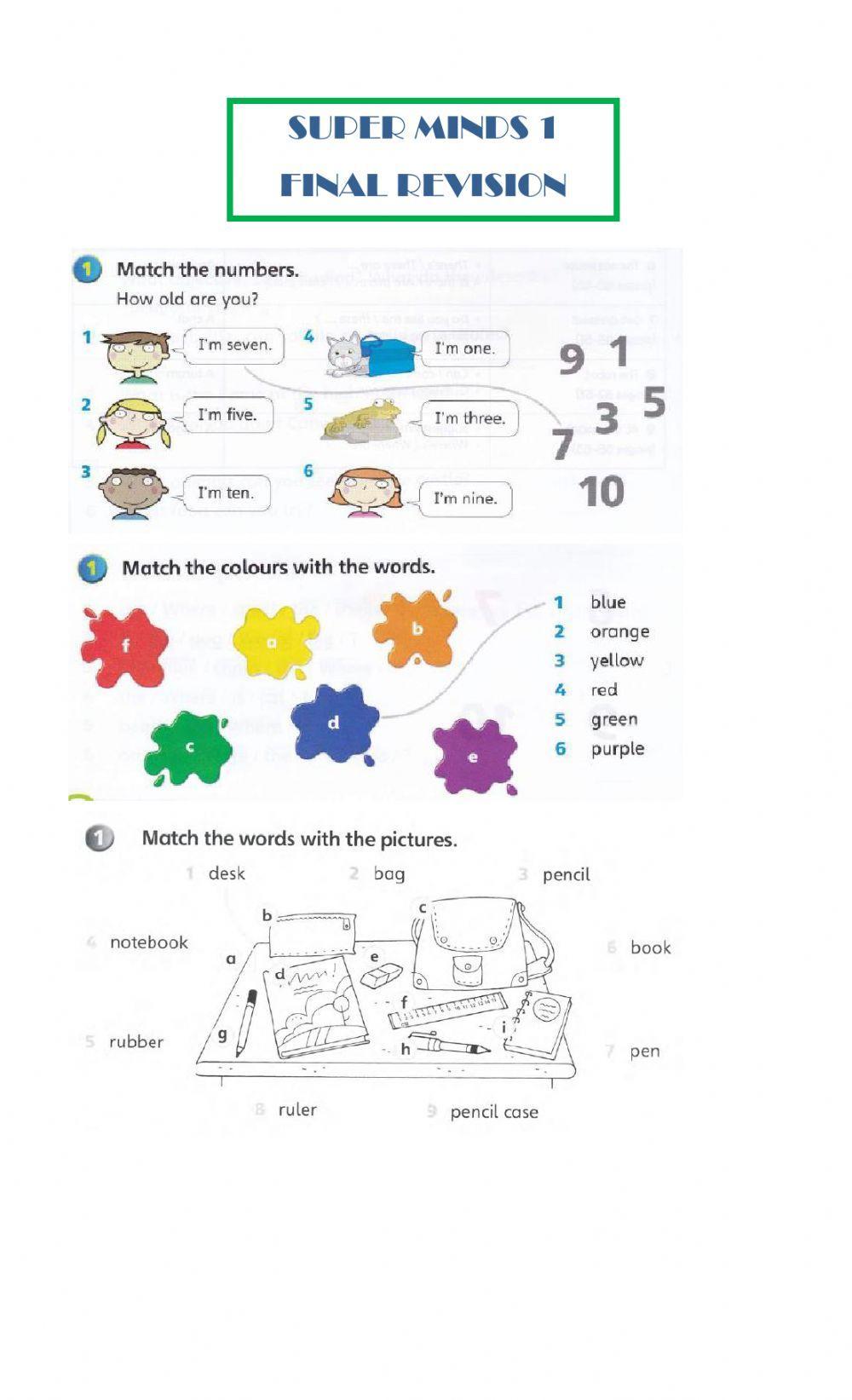 Super minds 1 r… | Free Interactive Worksheets | 542289