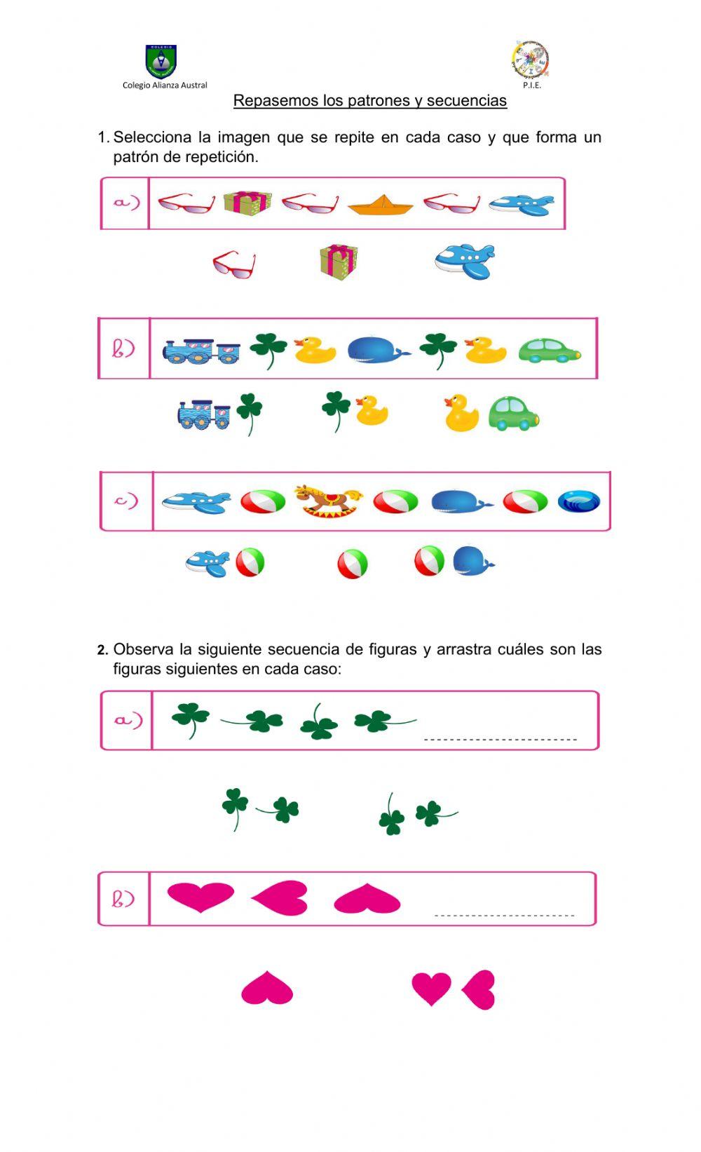 Patrones y secuencias online activity | Live Worksheets