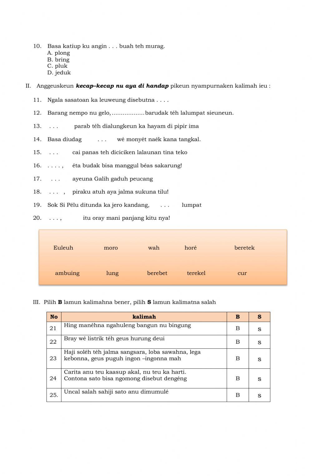 Bahasa Sunda | Free Interactive Worksheets | 542471