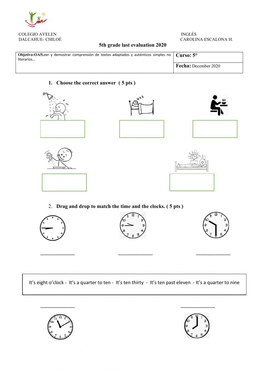 5th grade last evaluation December 2020 6274703