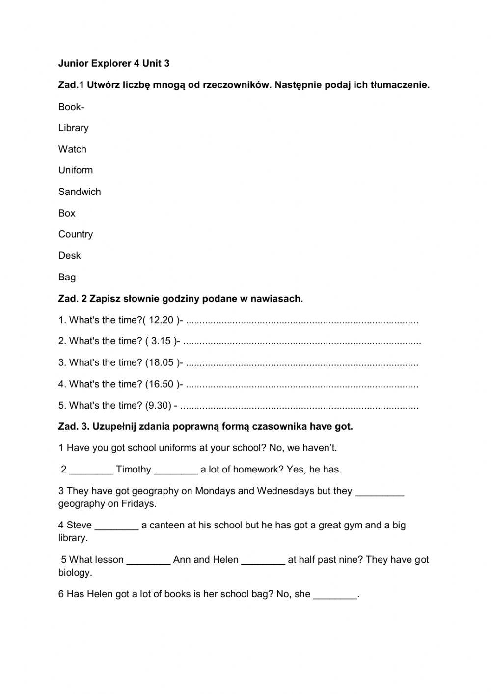 6274786 | Junior Explorer 4 unit 3 Nikole | KarolinaLada