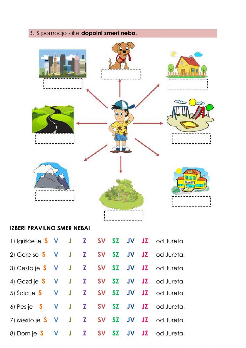 VAJA ORIENTACIJA (SMERI NEBBA) DRU6 online exercise for | Live Worksheets