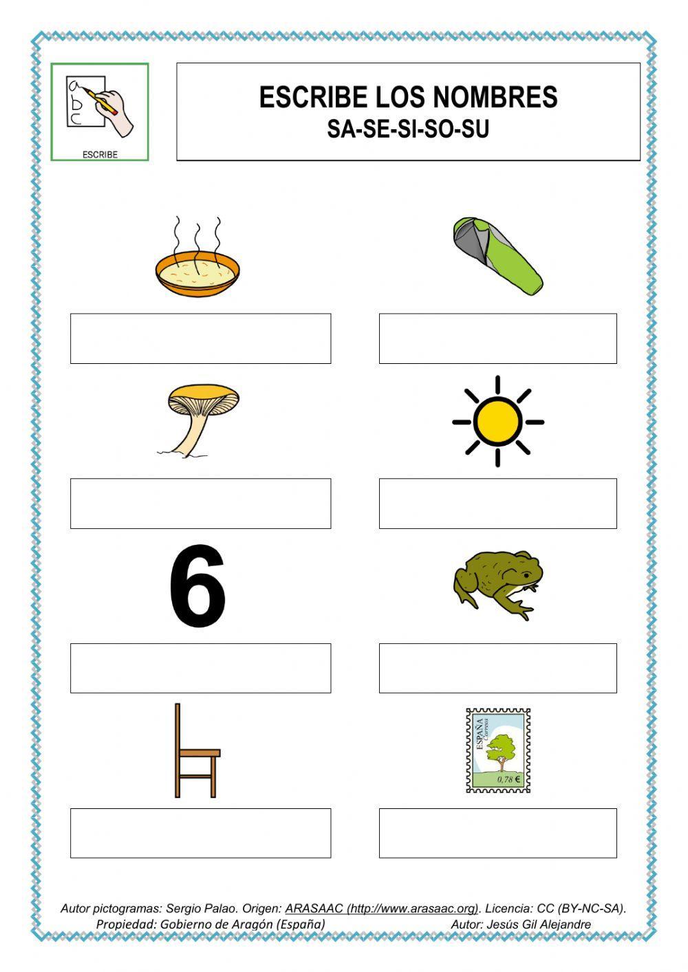 543834 | Escribe palabras con sa se si so su | Jesús Gil