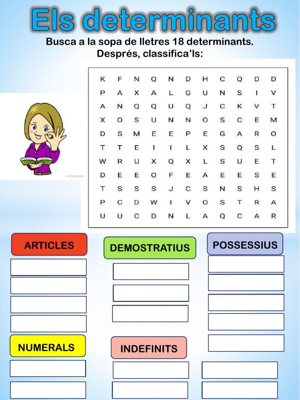 Els determinants | Free Interactive Worksheets | 544076