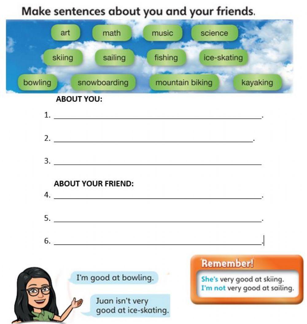 Good at-bad at-… | Free Interactive Worksheets | 544135