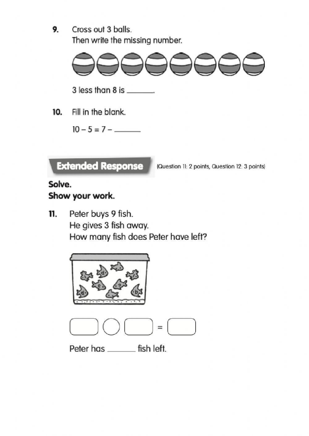 Chapter 4. Subtraction Facts to 10 online exercise for | Live Worksheets