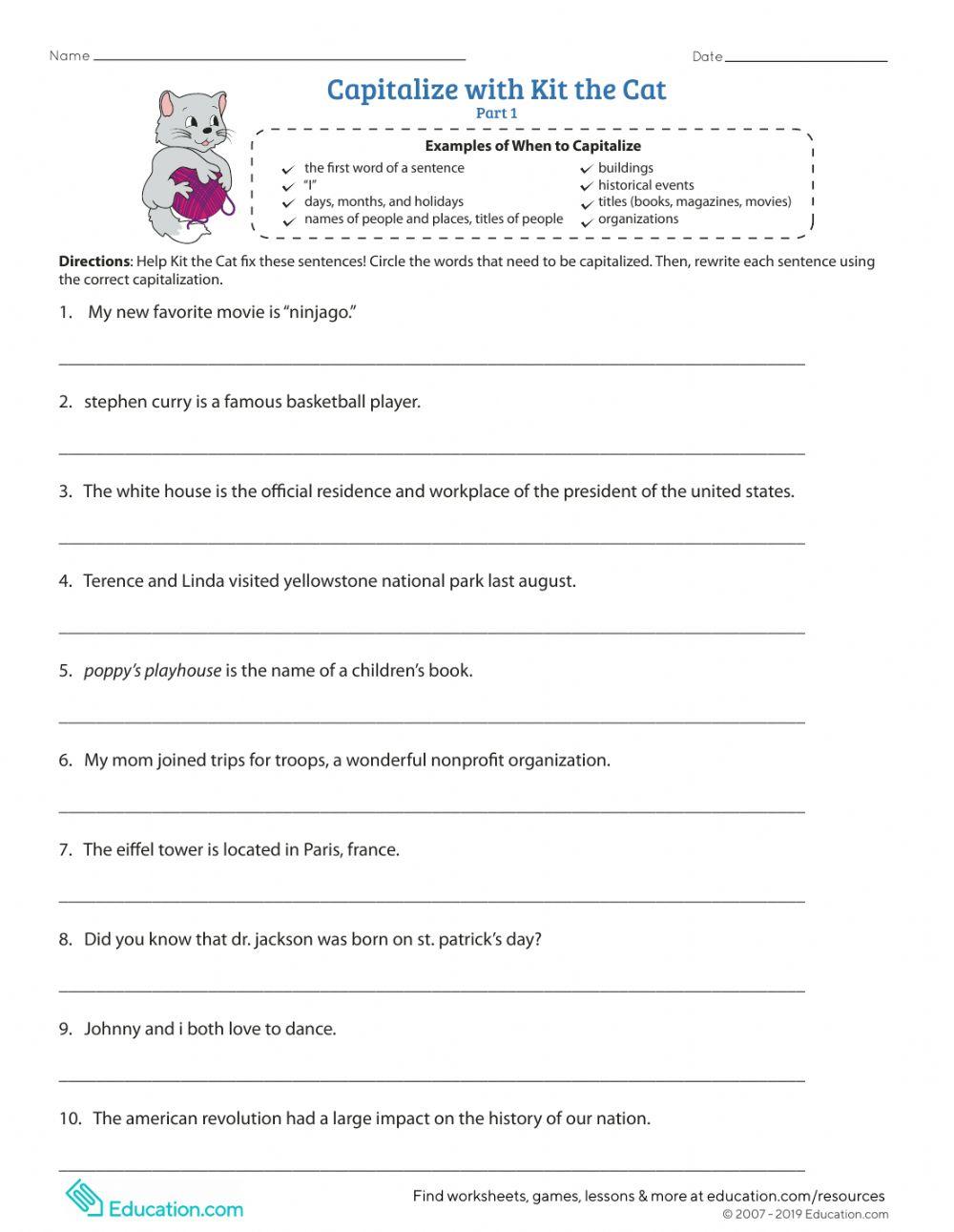 Capitalization online exercise for | Live Worksheets