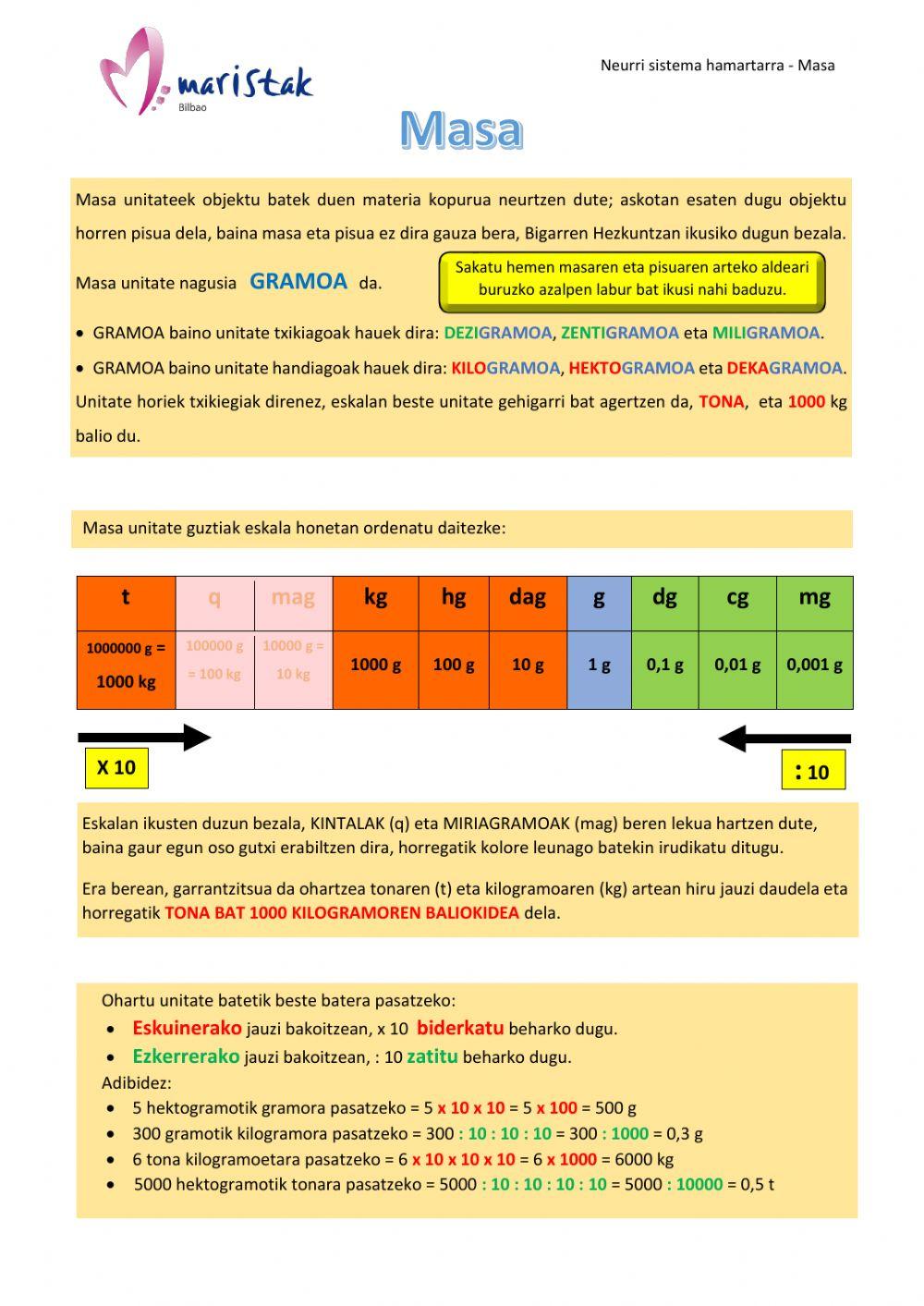 EUS-001-Masa-ko… | Free Interactive Worksheets | 545216