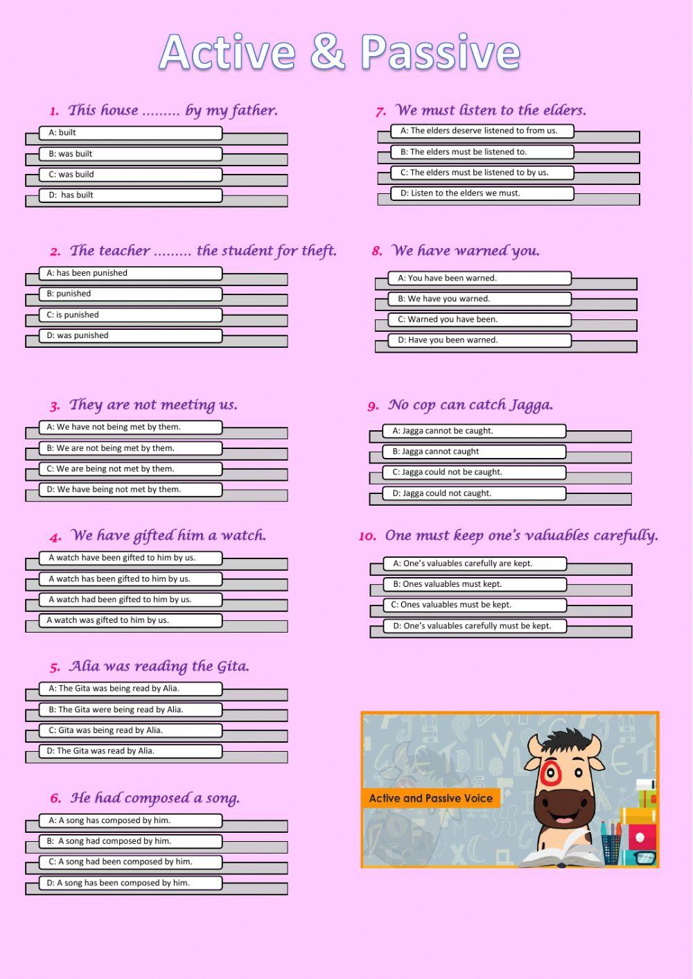 English Grammar activity for Advanced | Live Worksheets