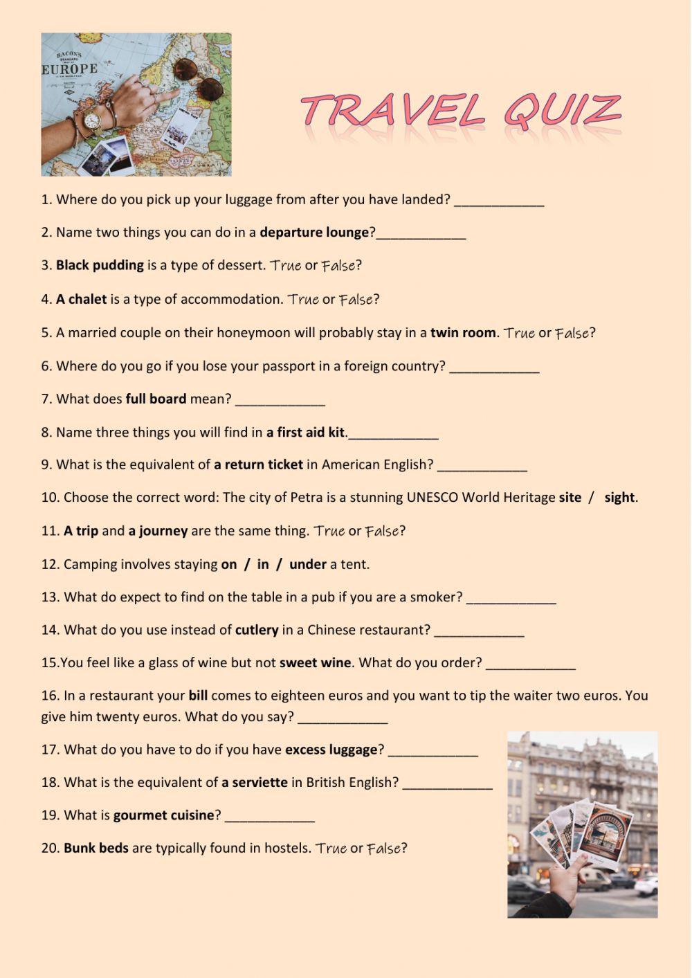 travel quiz 2856 | katarzynapiwoda | Live Worksheets