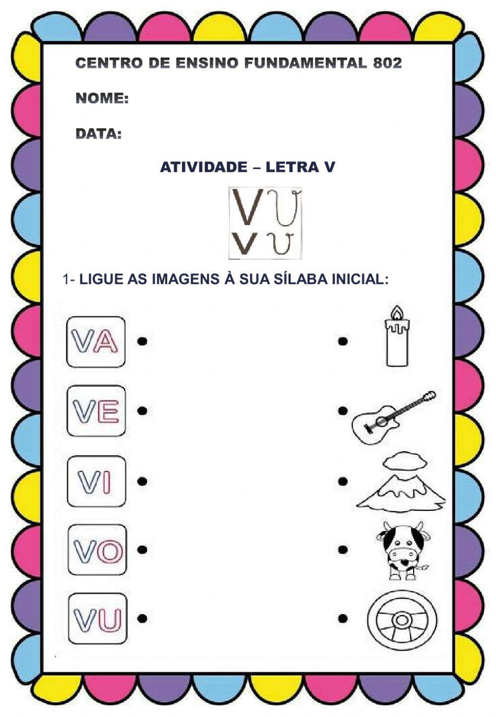 Atividade pronta - Letra V | Atividades letra e, Atividades letra v ...