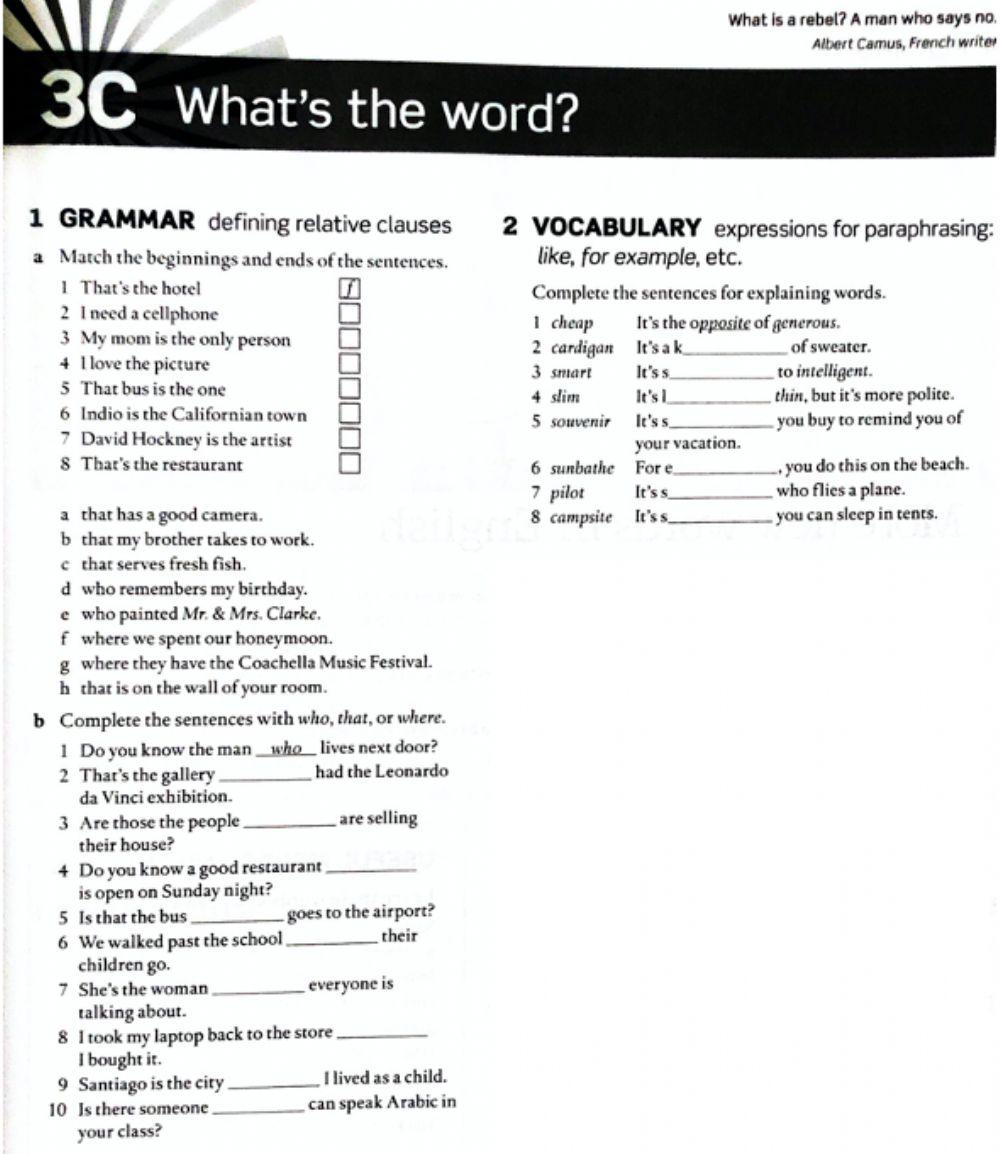 LESSON 3C WORKBOOK American English FILE (Part 1) online exercise for | Live Worksheets