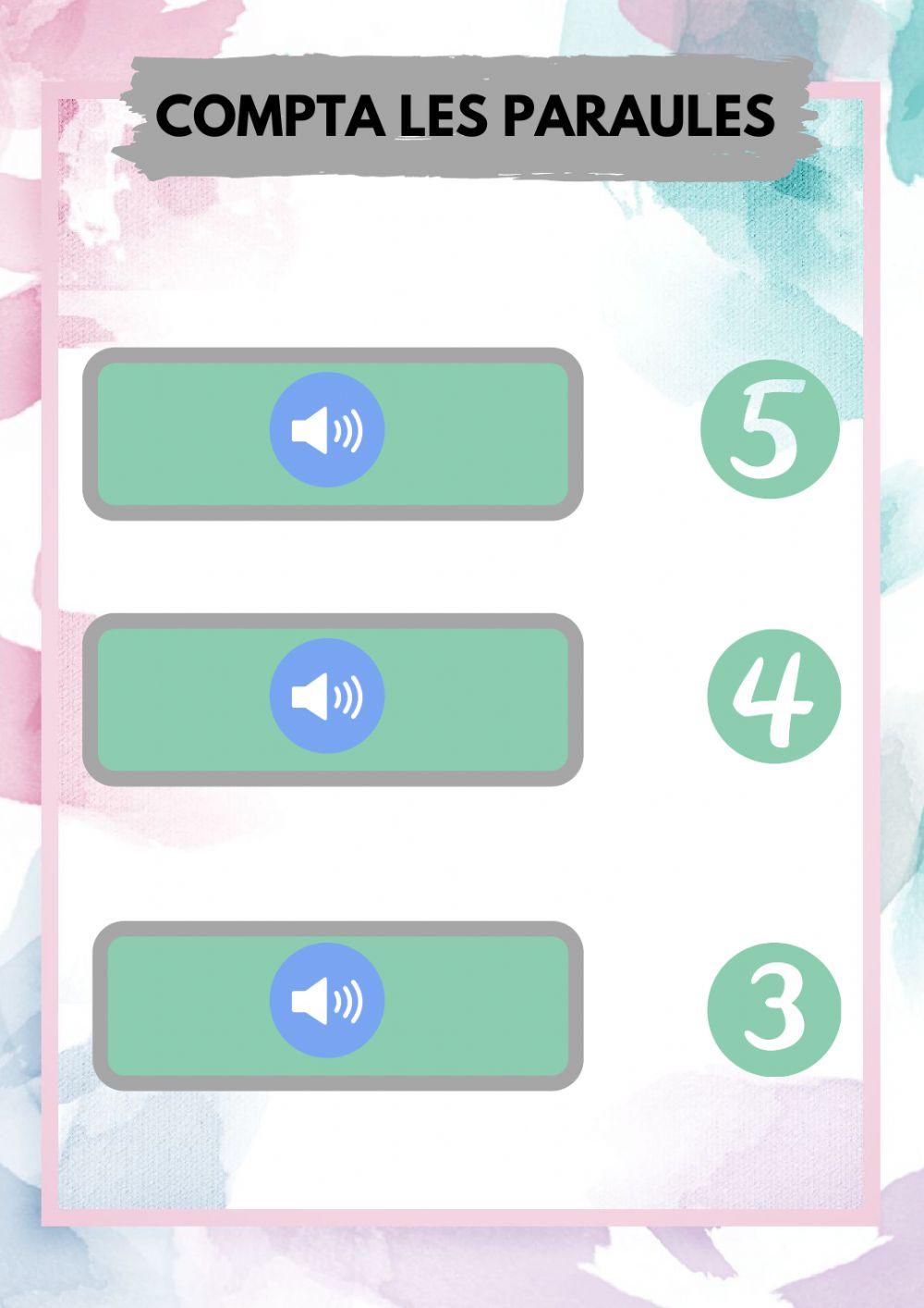 Comptem paraules worksheet | Live Worksheets