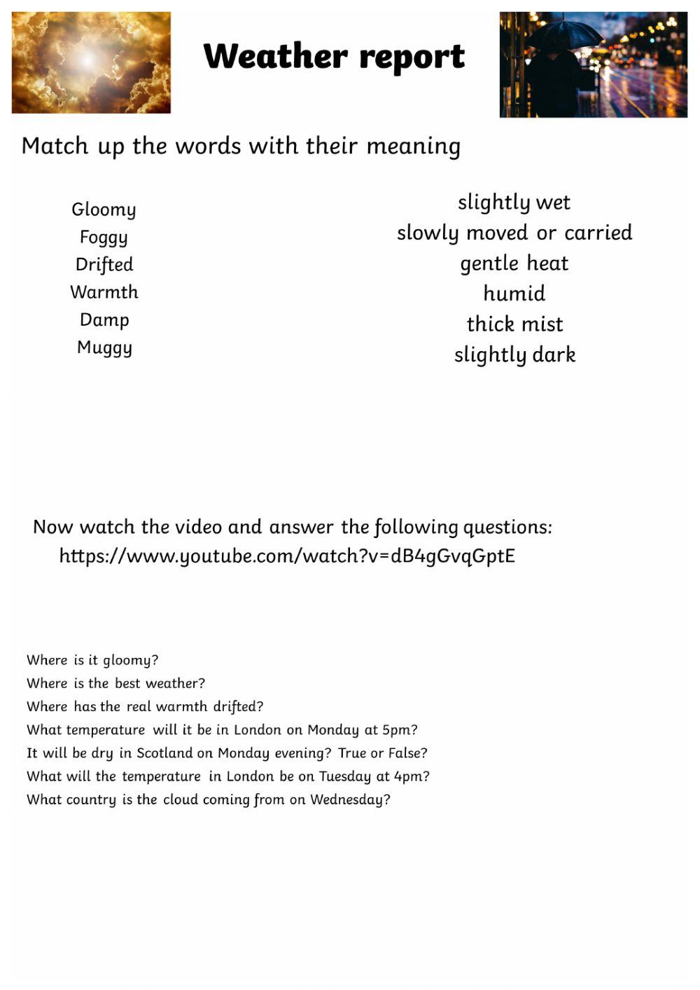 Weather online exercise for A2-B1 | Live Worksheets