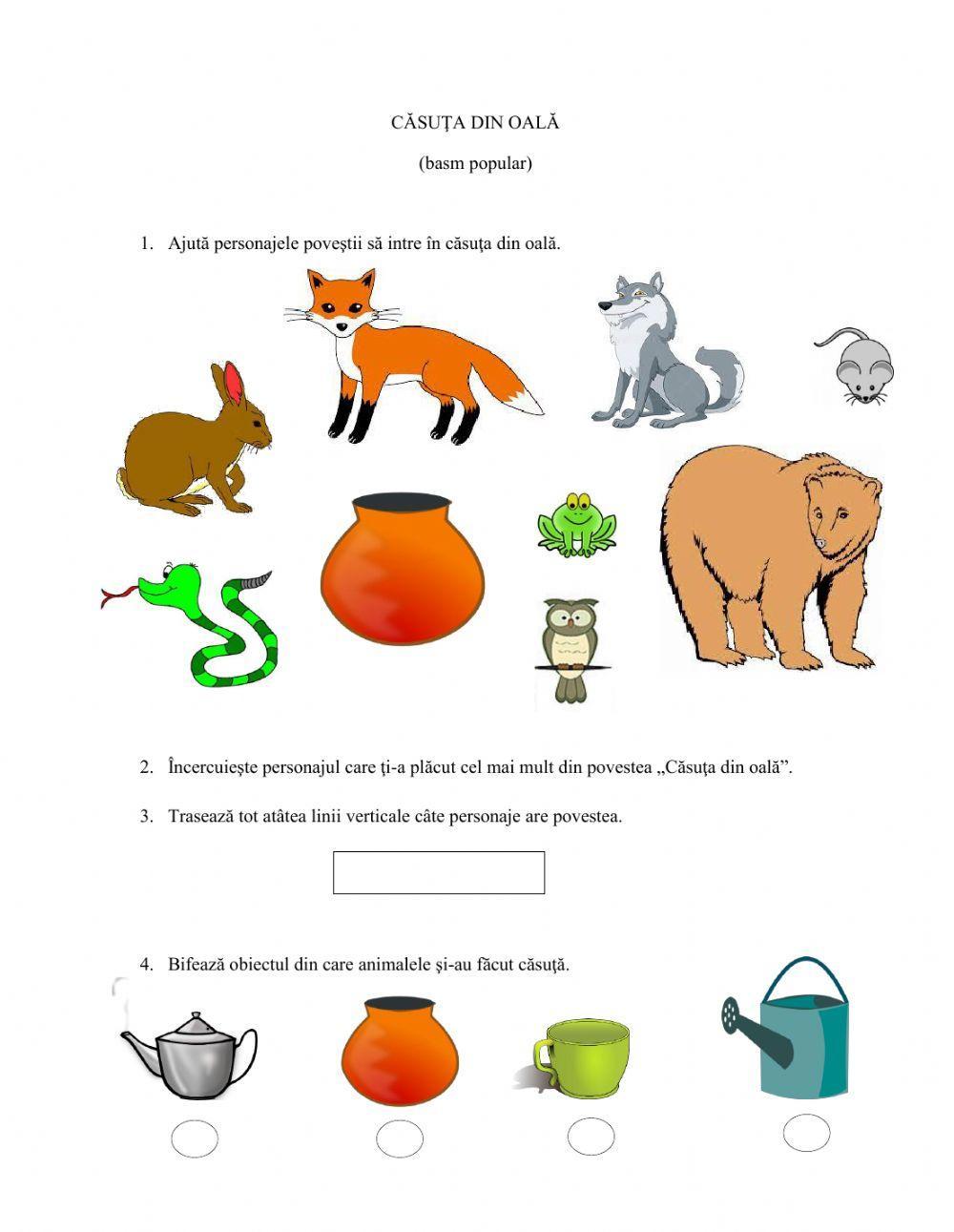 Căsuța din oală interactive worksheet | Live Worksheets