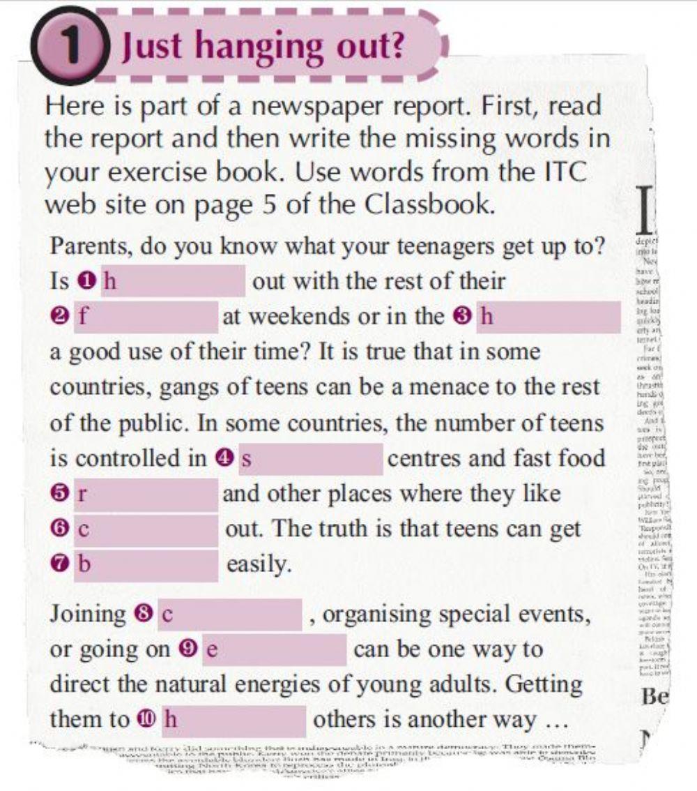 Just hanging out worksheet | Live Worksheets