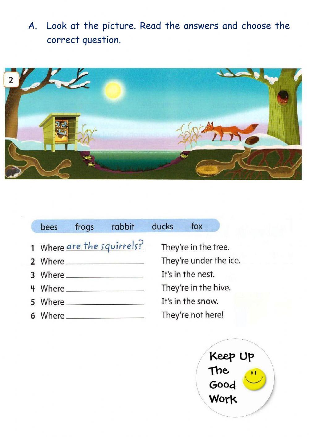 Worksheet 4 - Look at the picture and choose the correct question ...