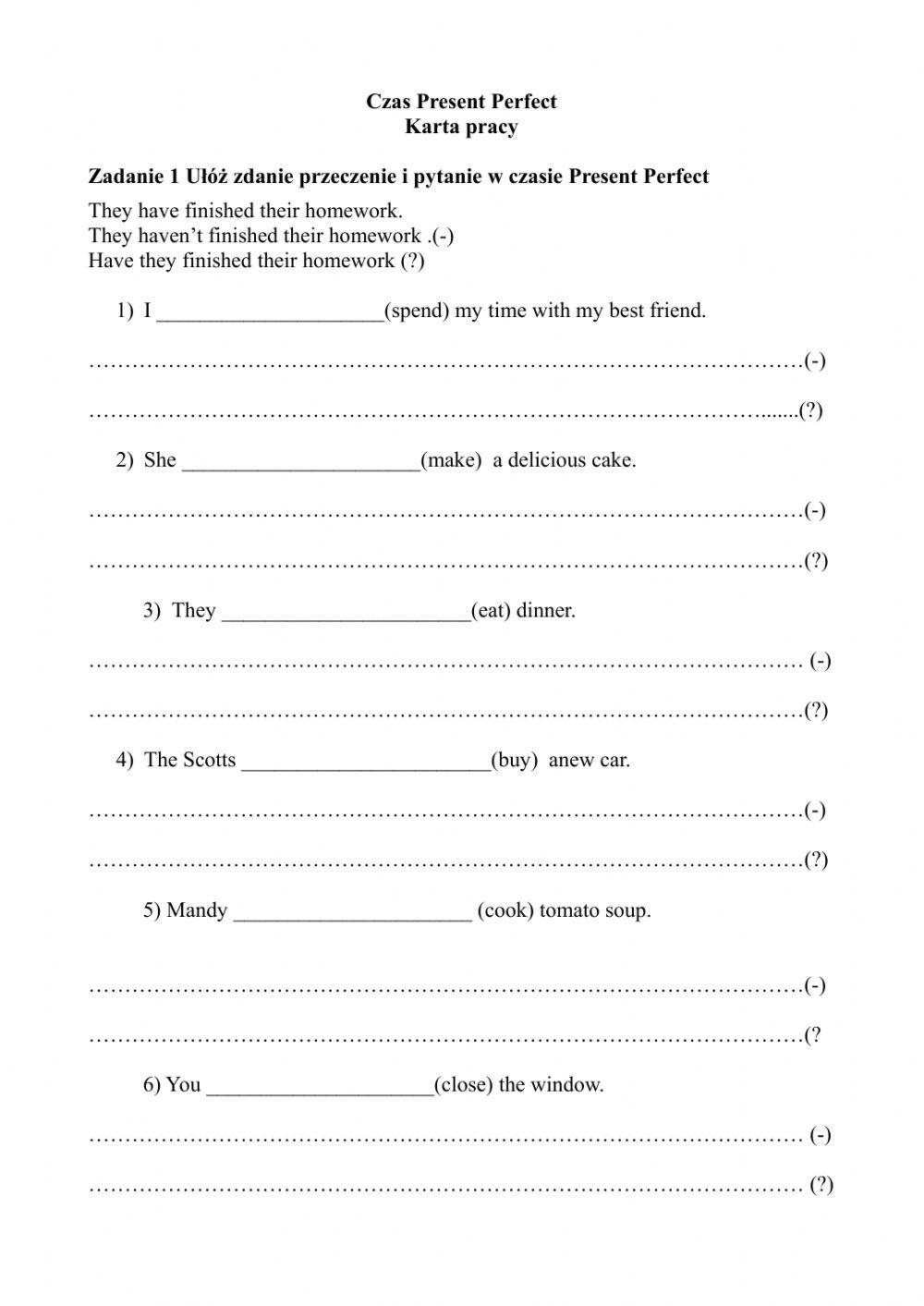 Present Perfect | Free Interactive Worksheets | 779401