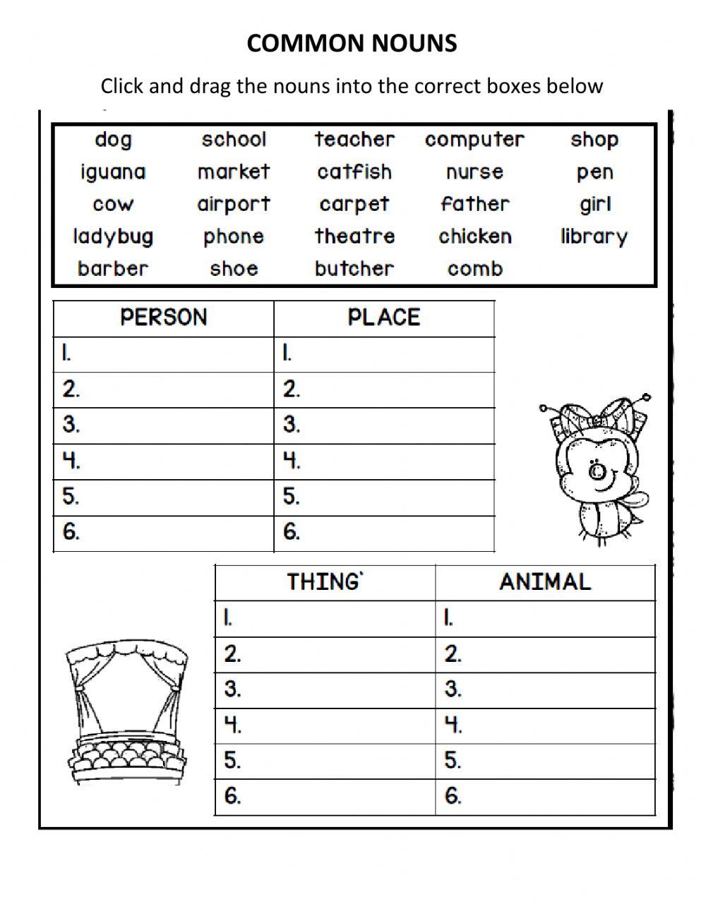 Nouns interactive worksheet for 3 | Live Worksheets