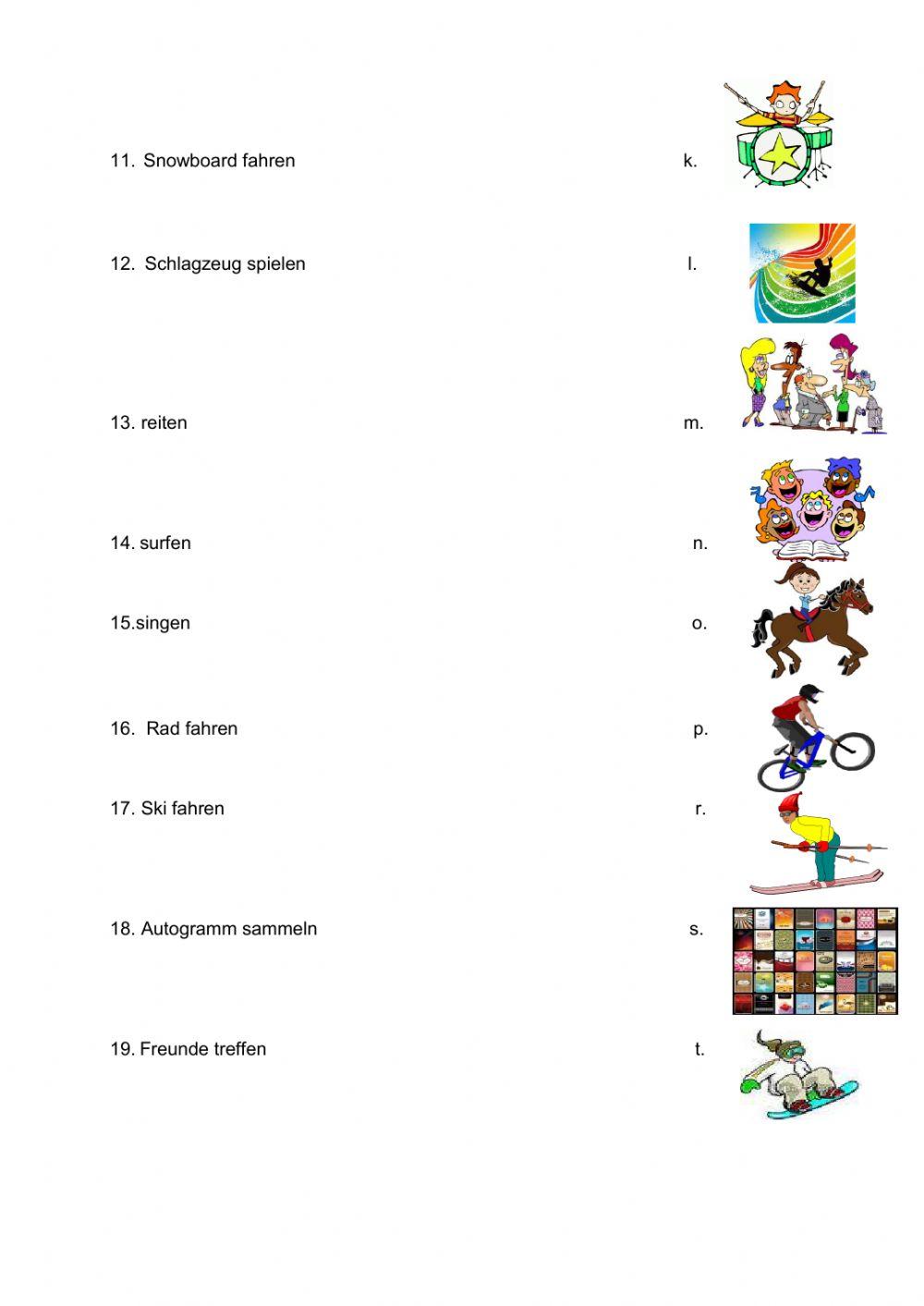 Hobbies | Free Interactive Worksheets | 547851