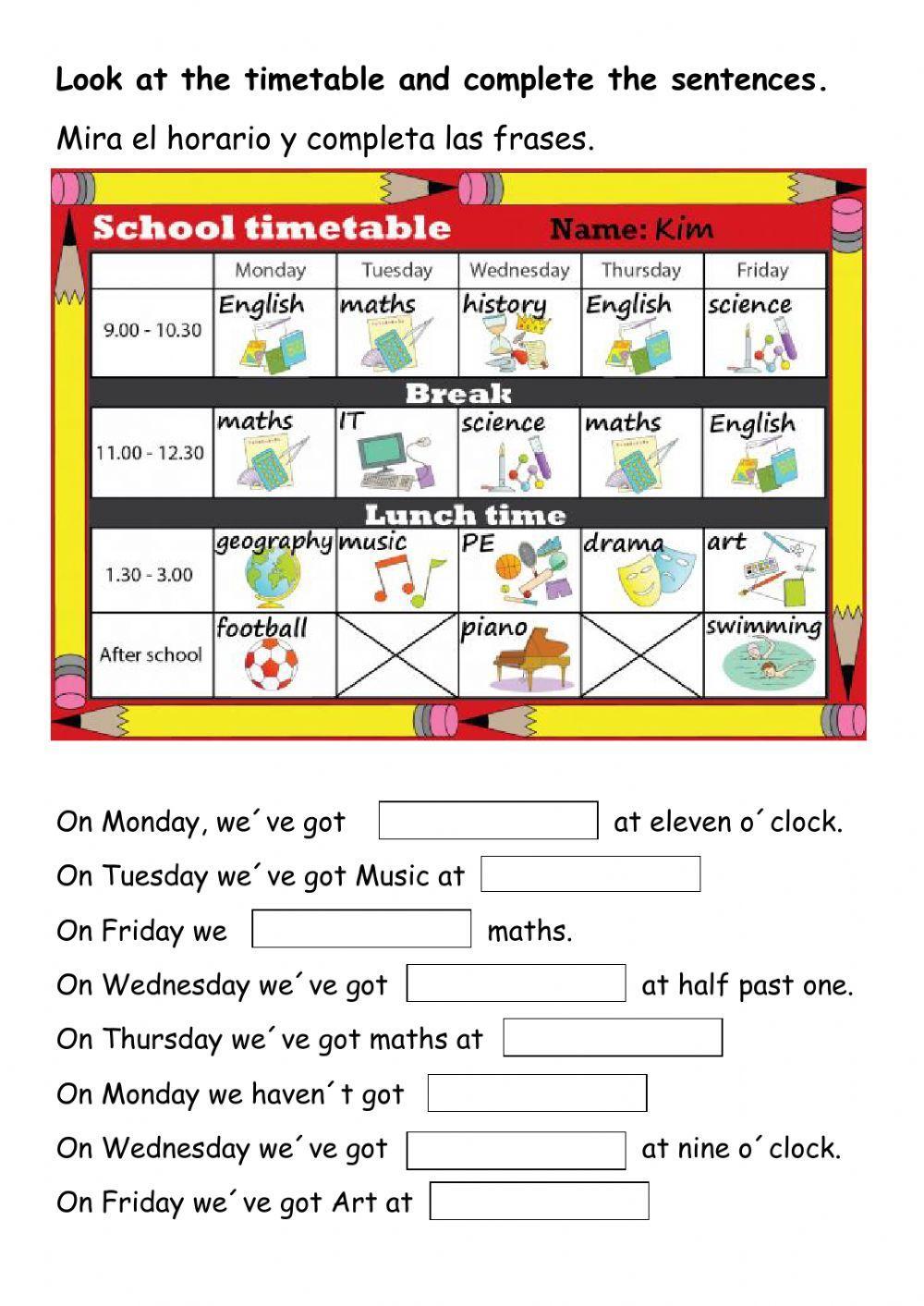 Time - school t… | Free Interactive Worksheets | 548765