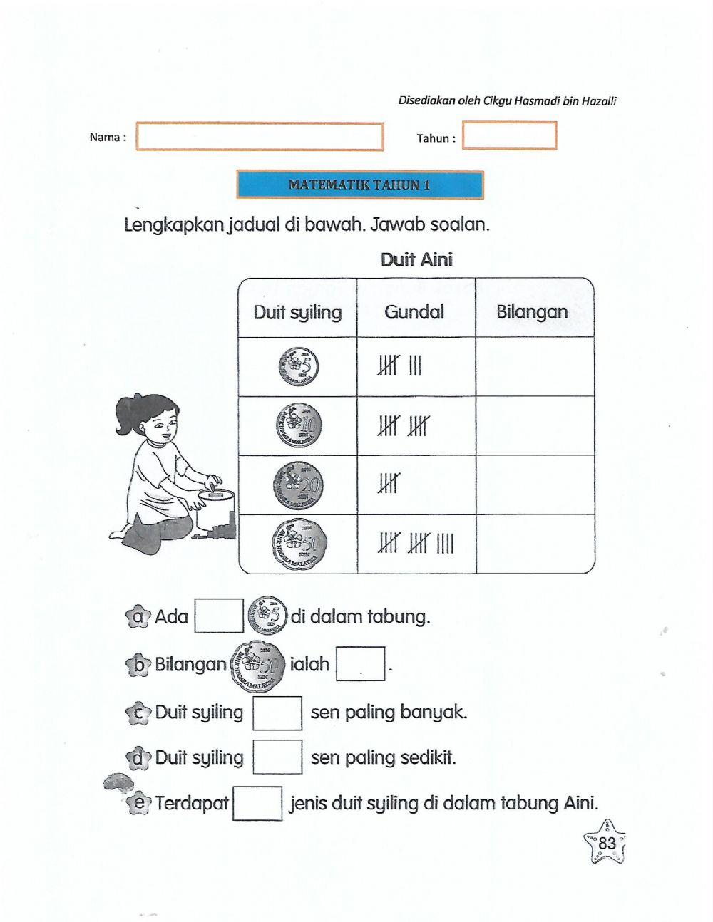 Data tahun 1 | Free Interactive Worksheets | 548758
