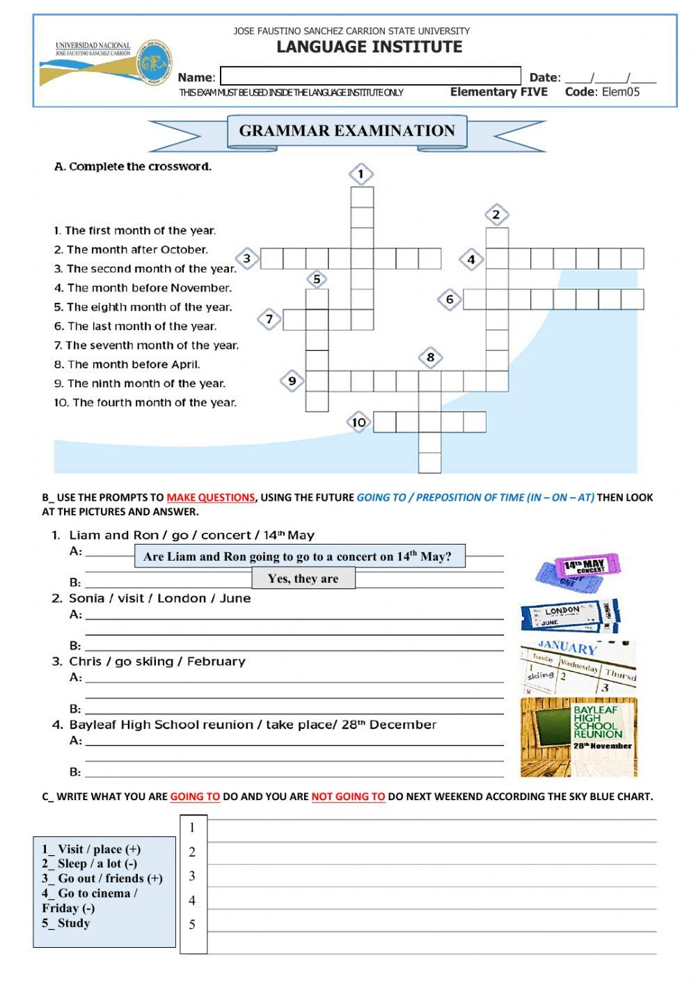 Elementary 5 exam worksheet | Live Worksheets