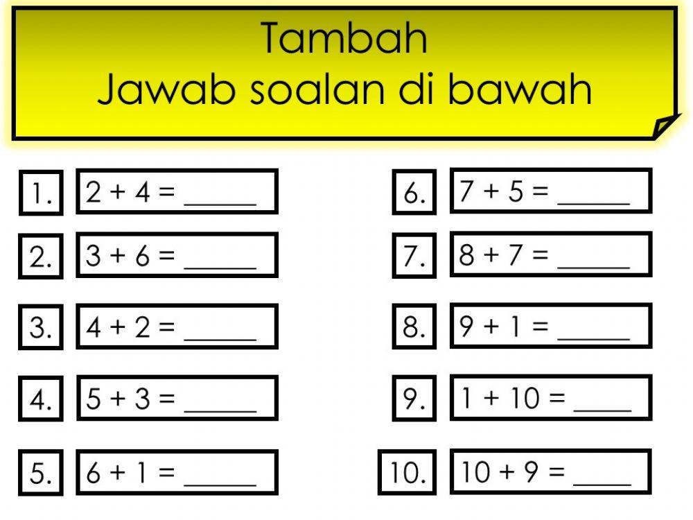 Tambah interactive exercise | Live Worksheets