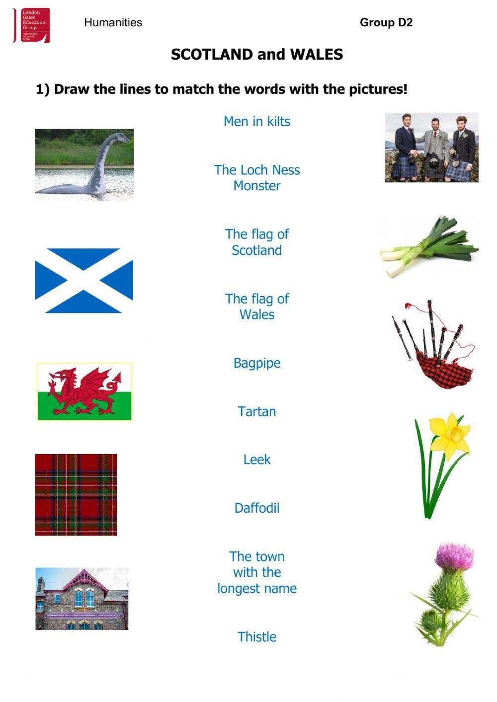 The UK: Scotland and Wales worksheet | Live Worksheets