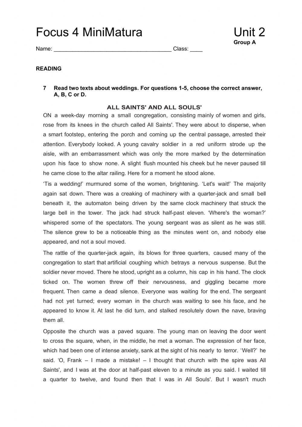 Focus 4 Unit 2 … | Free Interactive Worksheets | 468561