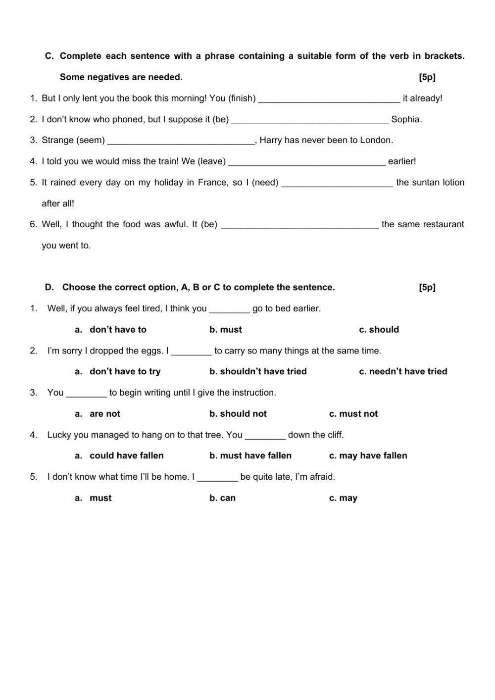 Modals | Free Interactive Worksheets | 468669